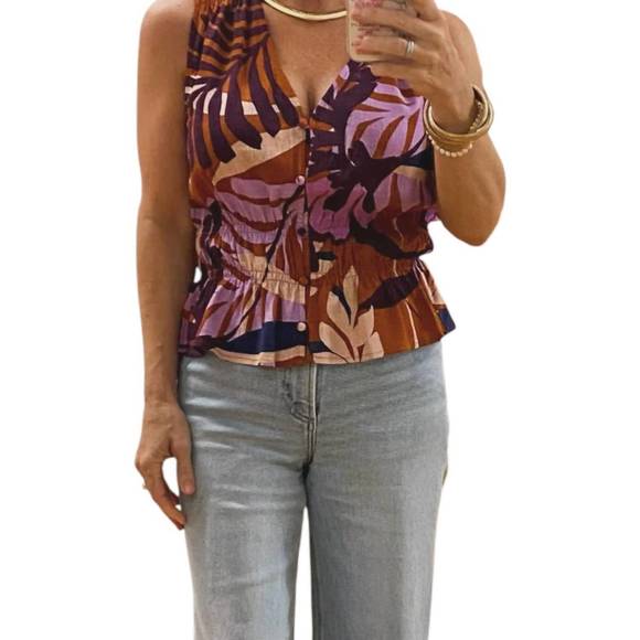 Sanctuary | Tops | New Sanctuary South Palm Button Up In Tropical Print ...